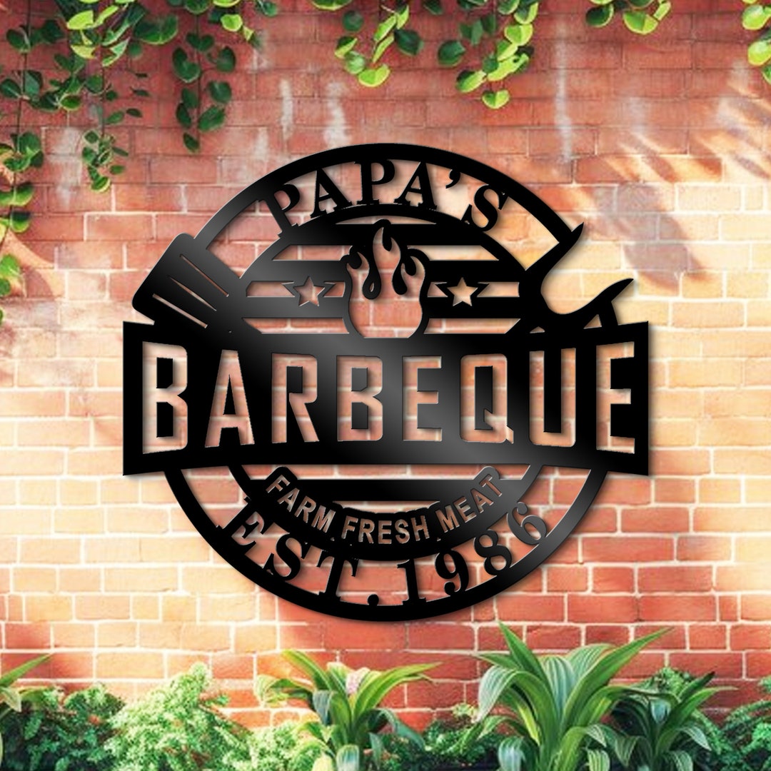 Personalized Metal Barbecue Wall Sign, Custom Grill Sign, BBQ Grill ...