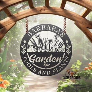 Personalized Garden Tools Metal Sign, Gardening Gift for Mom, Outdoor ...