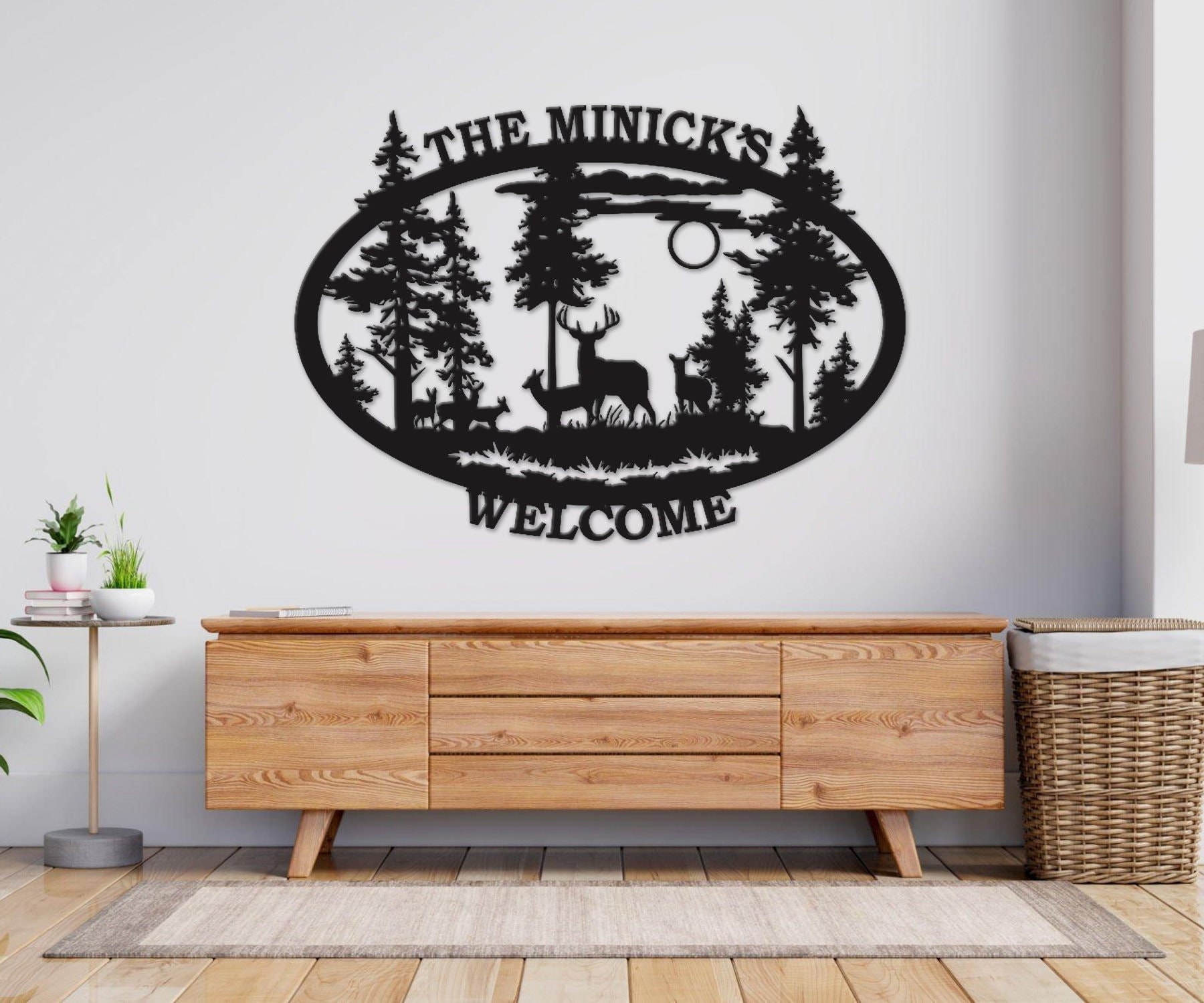 Custom Deer Metal Sign, Hunting Head Antlers, Deer Family Home Décor ...