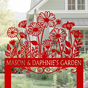 Custom Flowers Metal Garden Décor, Sign for Flower Beds, Flower Garden ...