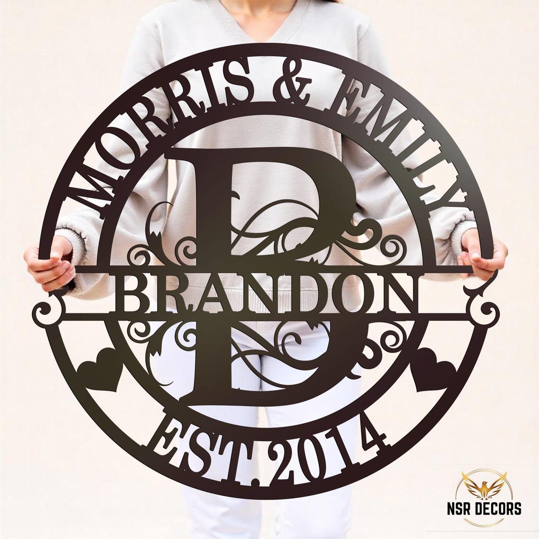 Personalized Monogram Metal Sign, Custom Metal Sign, Metal Name Sign ...