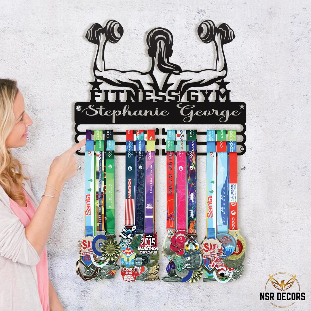 Personalized Medal Hanger: Fitness Gym Medal Display Rack - Etsy