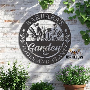Personalized Garden Tools Metal Sign, Gardening Gift for Mom, Outdoor ...