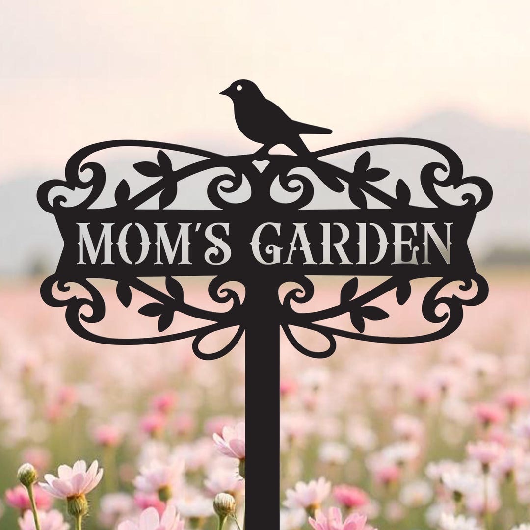 Custom Metal Garden Sign: Bird & Flower Decor, Personalized Name Sign ...