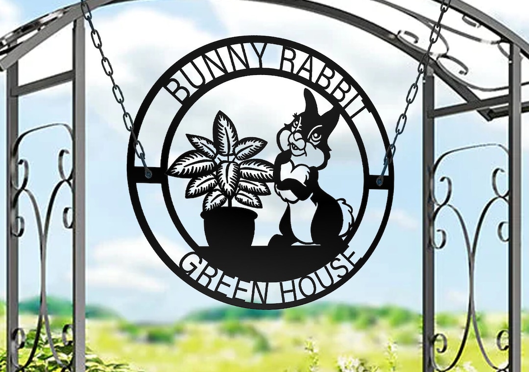 Rabbit Metal Yard Art, Garden Signs With Family Last Name, Metal Art ...
