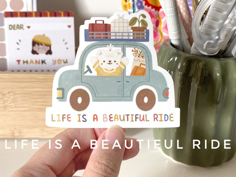 Kawaii Bear Vinyl Sticker – Car Travel Illustration - Etsy