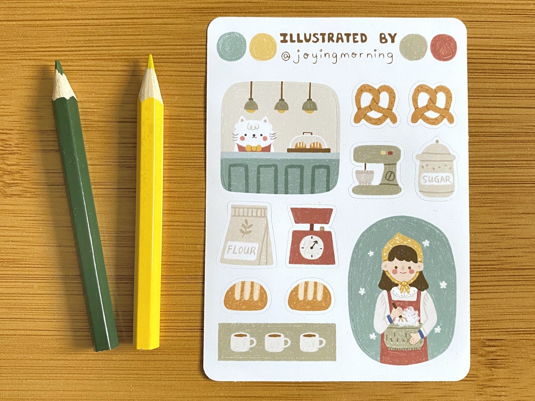 Bakery Stickers - Mini Sticker Sheet - Bread - Cute - Kawaii ...