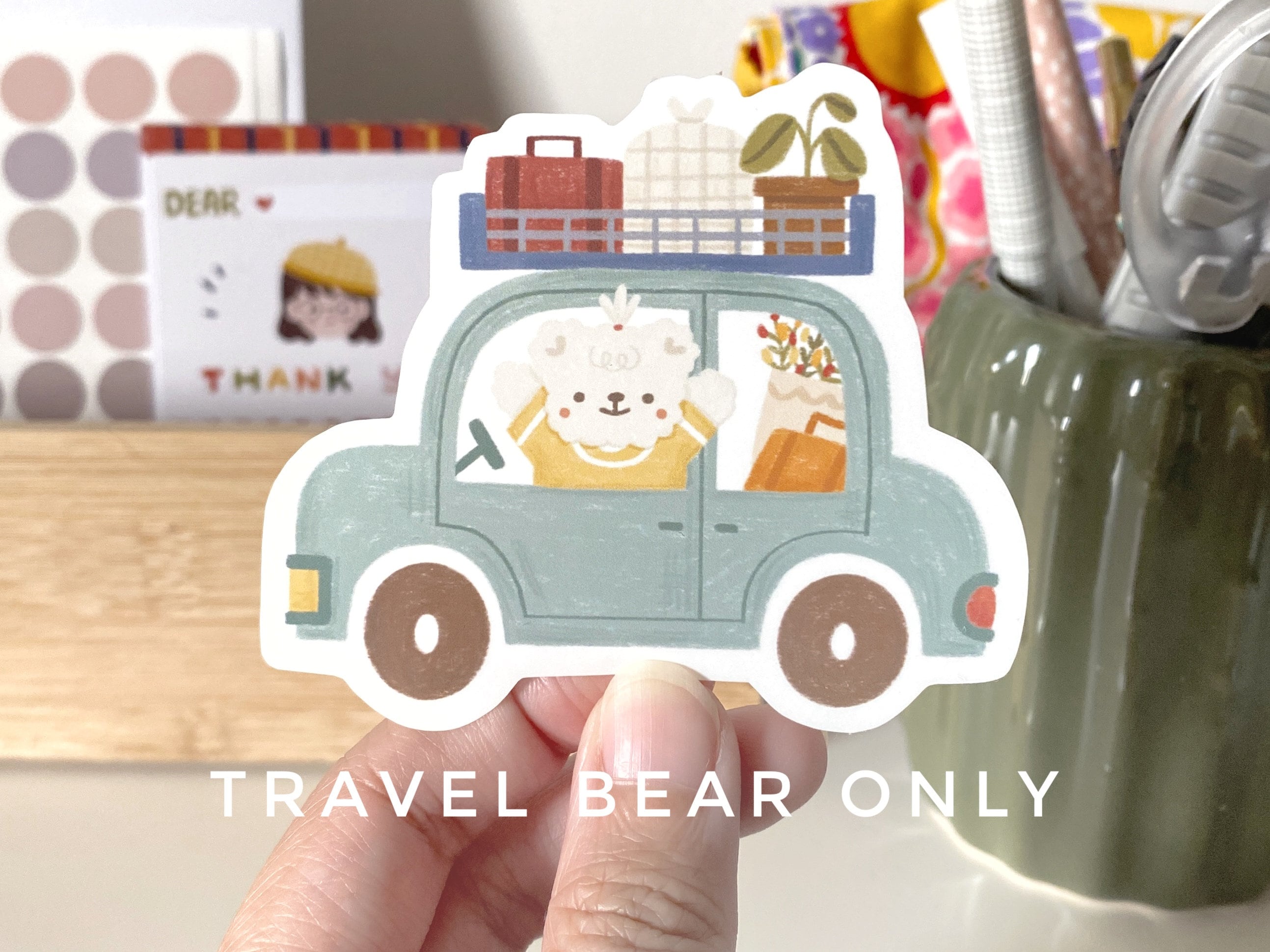 Kawaii Bear Vinyl Sticker – Car Travel Illustration - Etsy