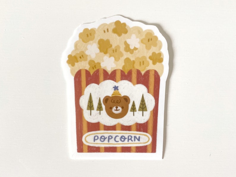 Popcorn Stickers - Cute - Snacks - Bear - Forest - Party - Food ...