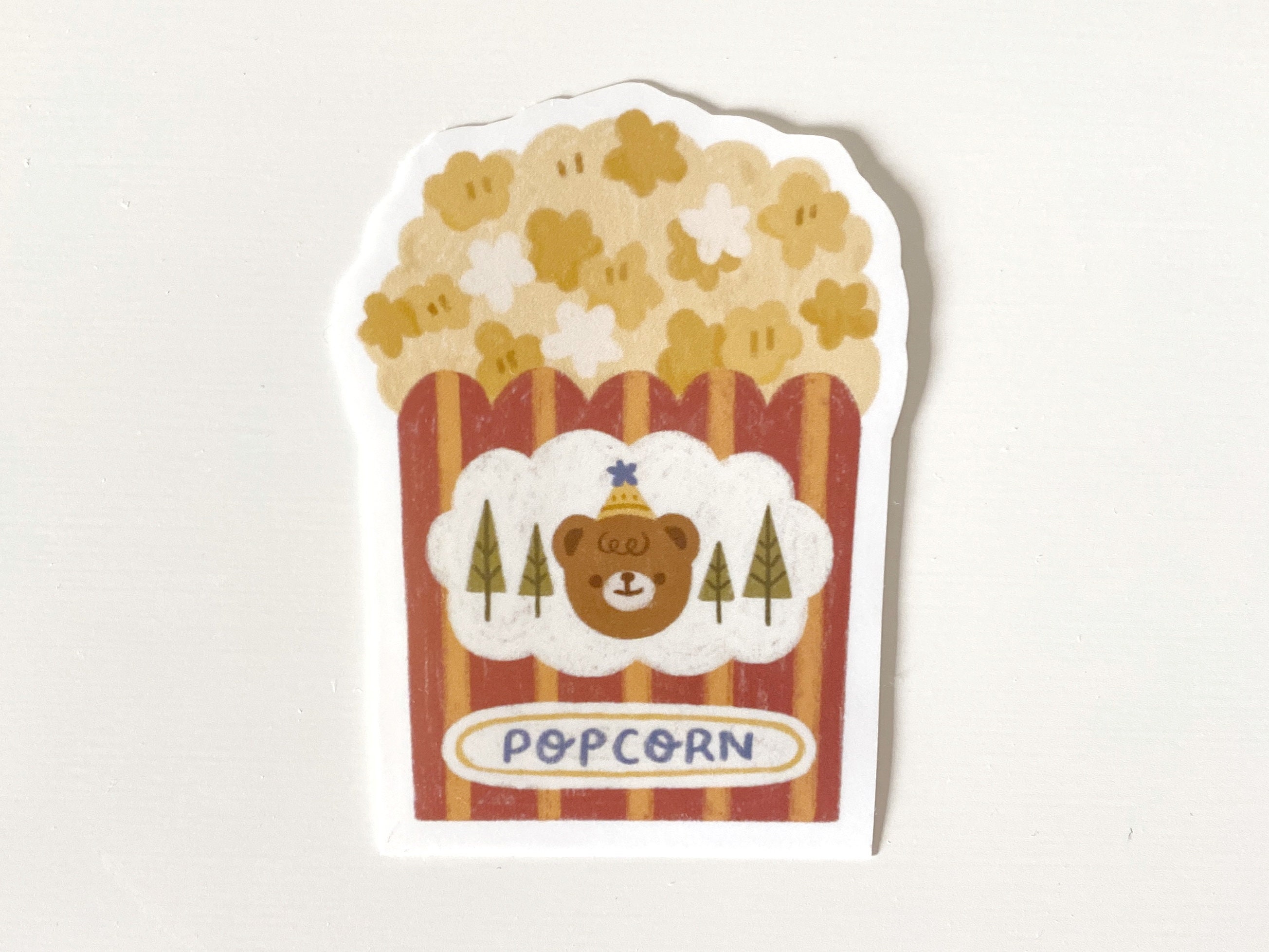 Cute Bear Popcorn Sticker – Kawaii Food Vinyl Die-cut - Etsy