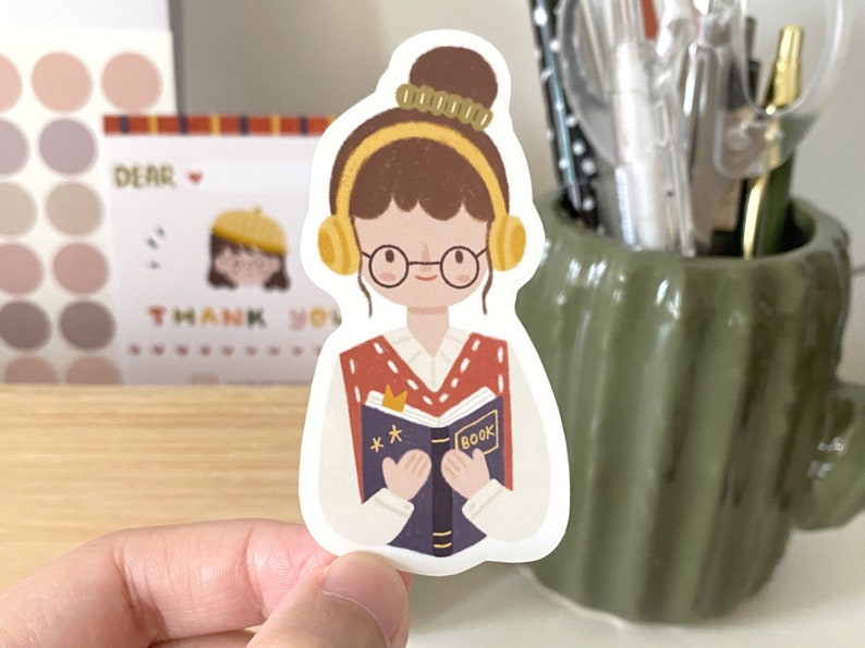 Pretty Girl Stickers - Little Study Girl - Bookworm - Aesthetic - Cute ...