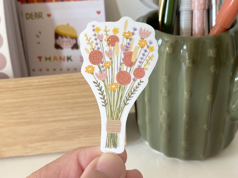 Flower Bouquet Stickers Kawaii Illustration Cute Roses - Etsy