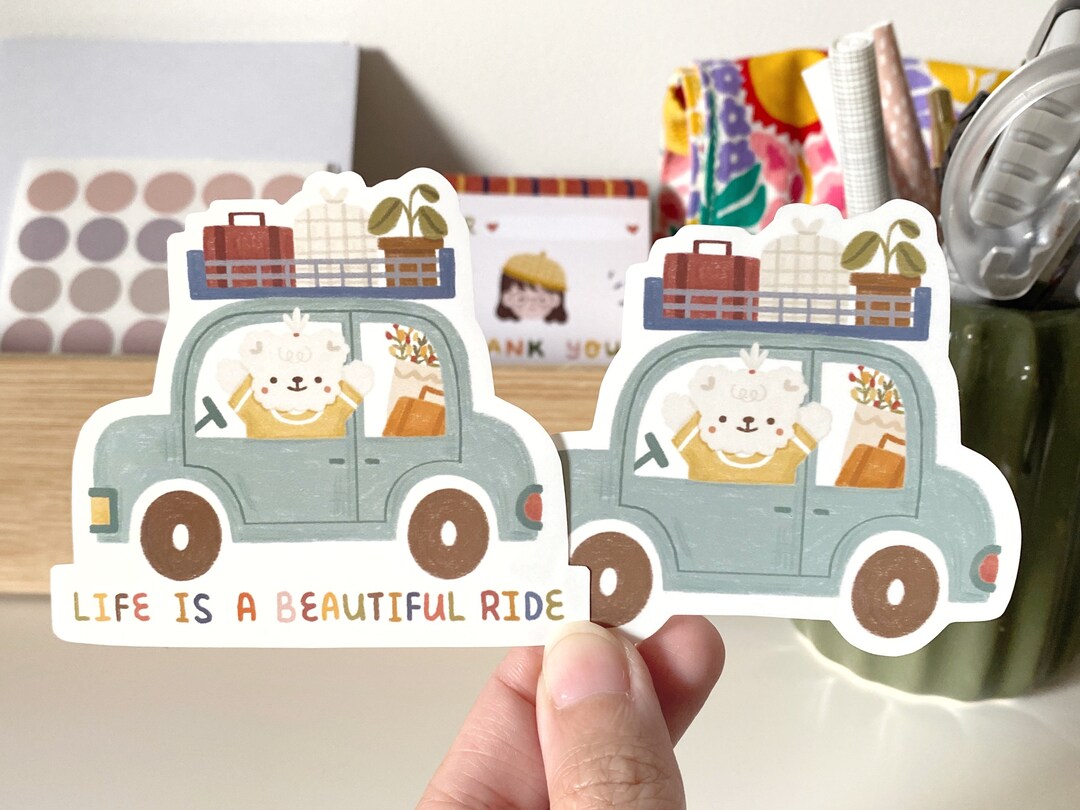 Kawaii Bear Vinyl Sticker – Car Travel Illustration - Etsy