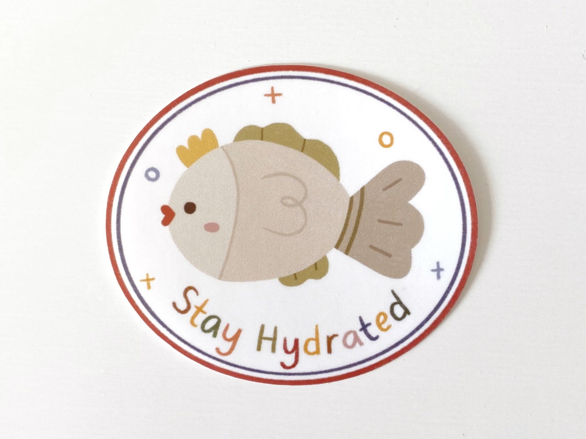 Stay Hydrated Sticker- Cute Illustration - Kawaii - Deco - Cute Fish ...