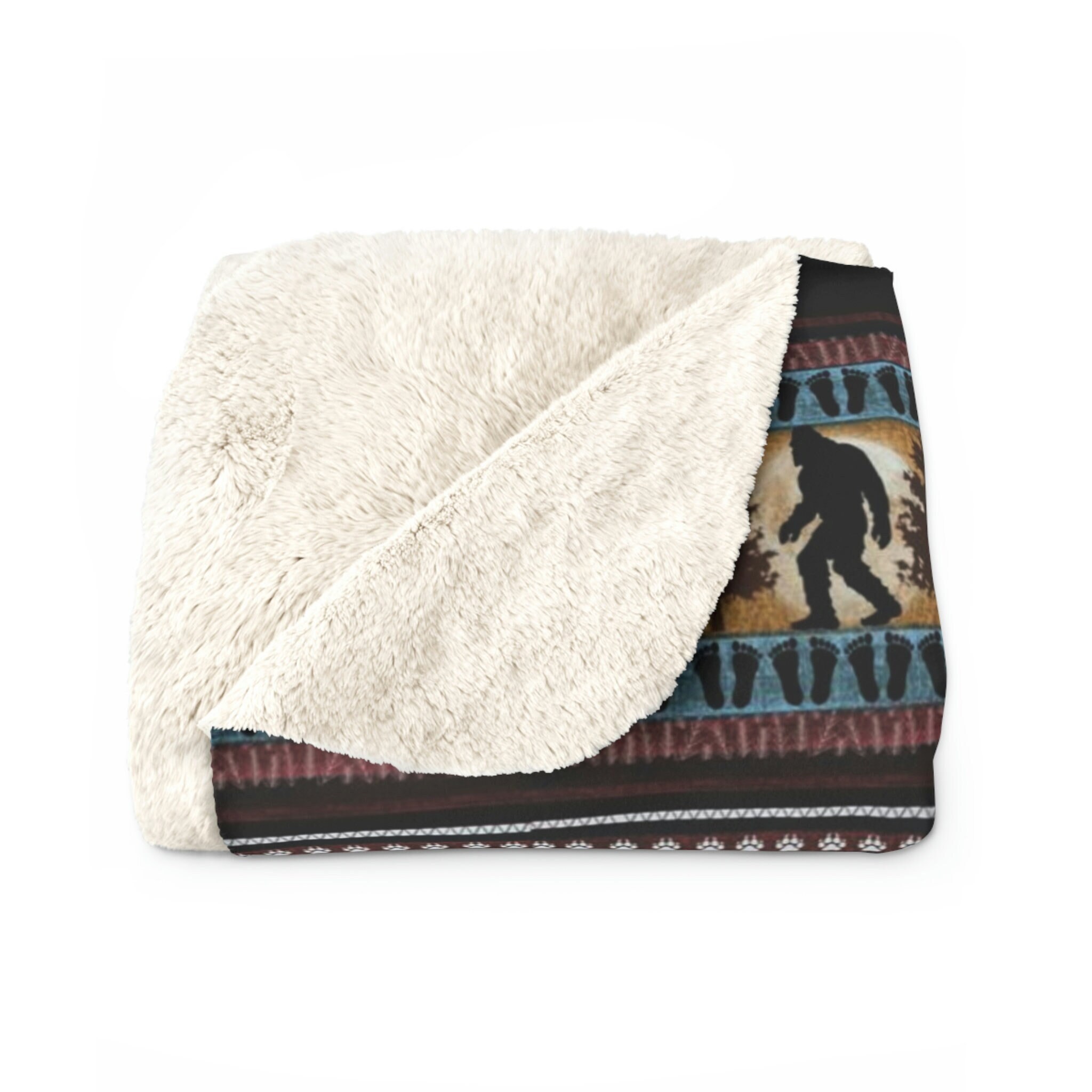 Bigfoot Sherpa Fleece Blanket, Sasquatch Gifts, Bigfoot Blanket ...