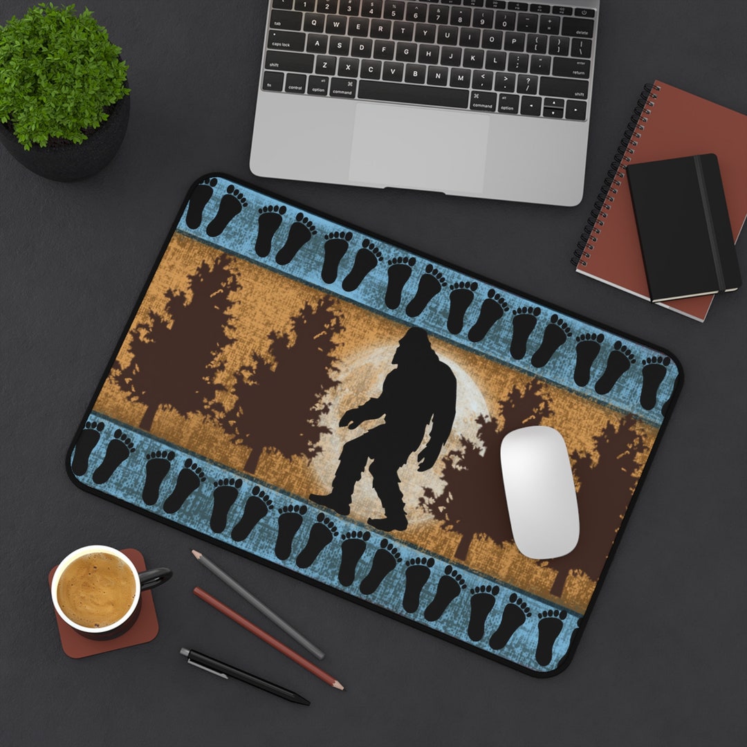 Bigfoot Desk Mat, Sasquatch Office Decor, Mythical Computer Mat, Forest ...