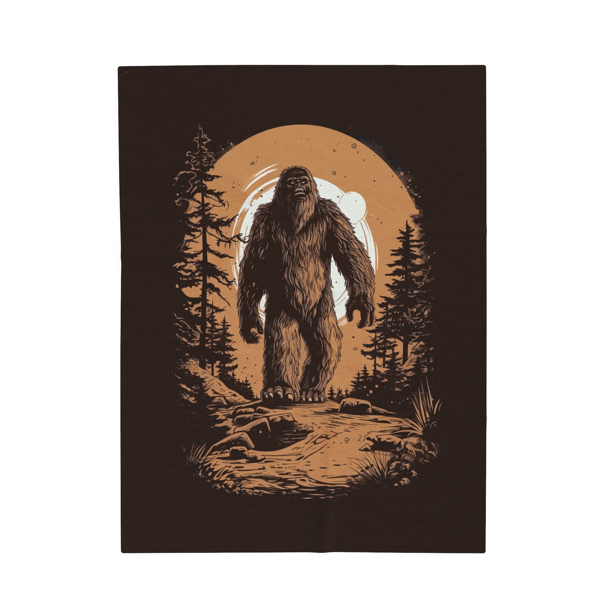 Large Print Bigfoot Blanket, Sasquatch Throw Blanket, Bigfoot Nature ...