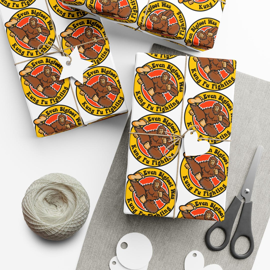 Bigfoot Kung Fu Fighting Gift Wrap Papers, Wrapping Paper Roll, Present ...