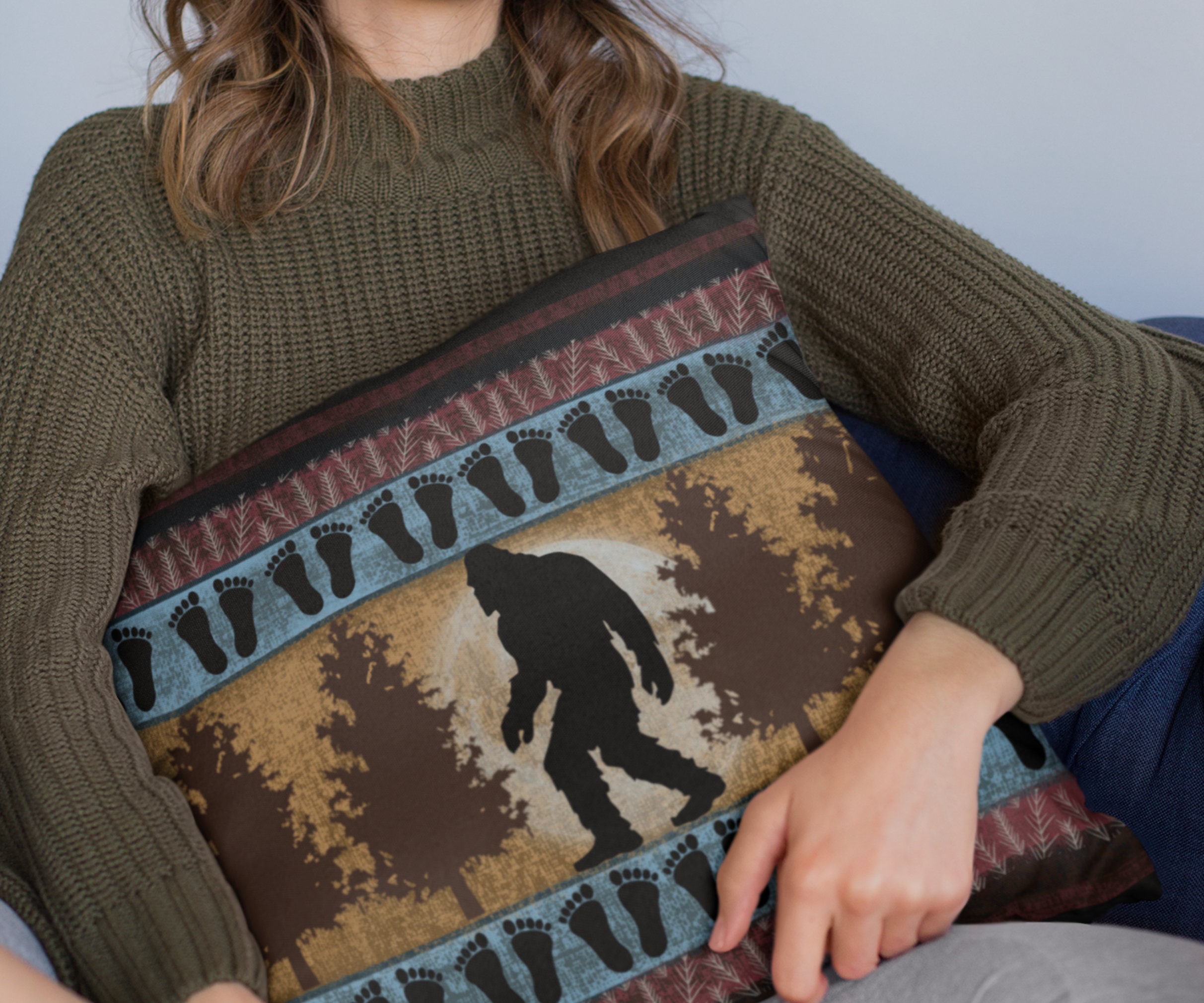 Bigfoot Throw Pillow and Cover Cabin Decor Couch Accent Lodge Style ...