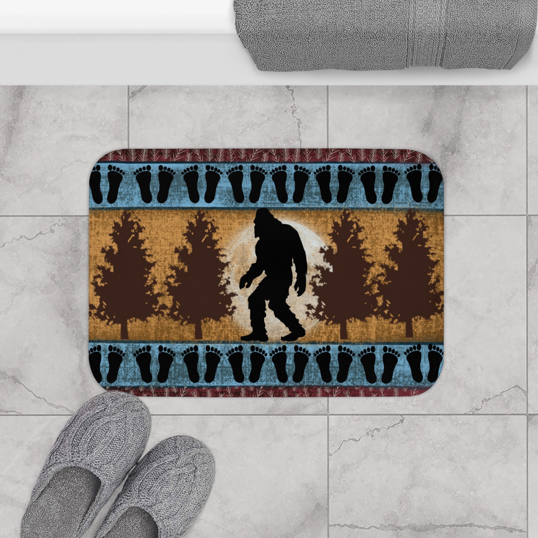 Bigfoot Bath Mat Sasquatch Anti Slip Bathroom Rug Crytpid Shower Mat ...