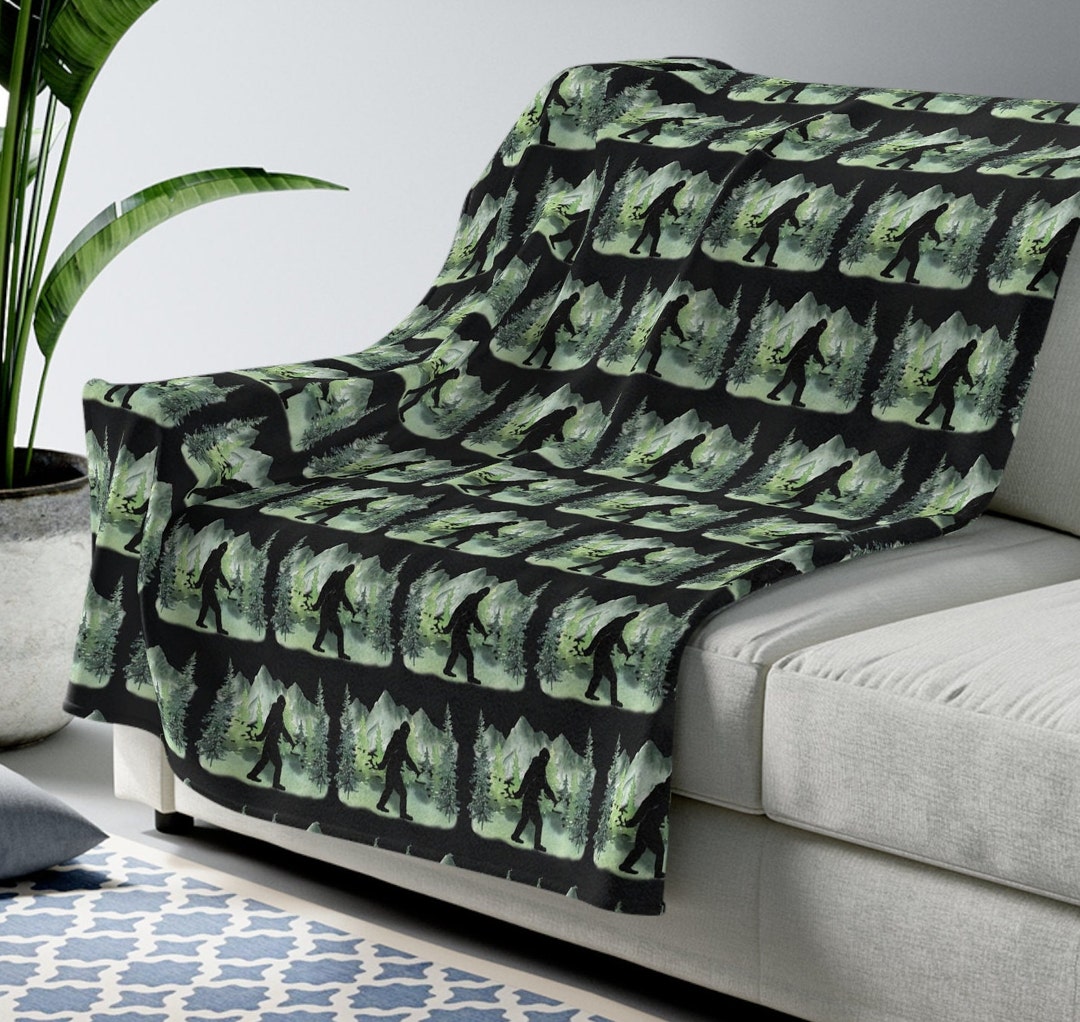 Bigfoot Foggy Forest Plush Blanket With Black Background,throws Blanket ...