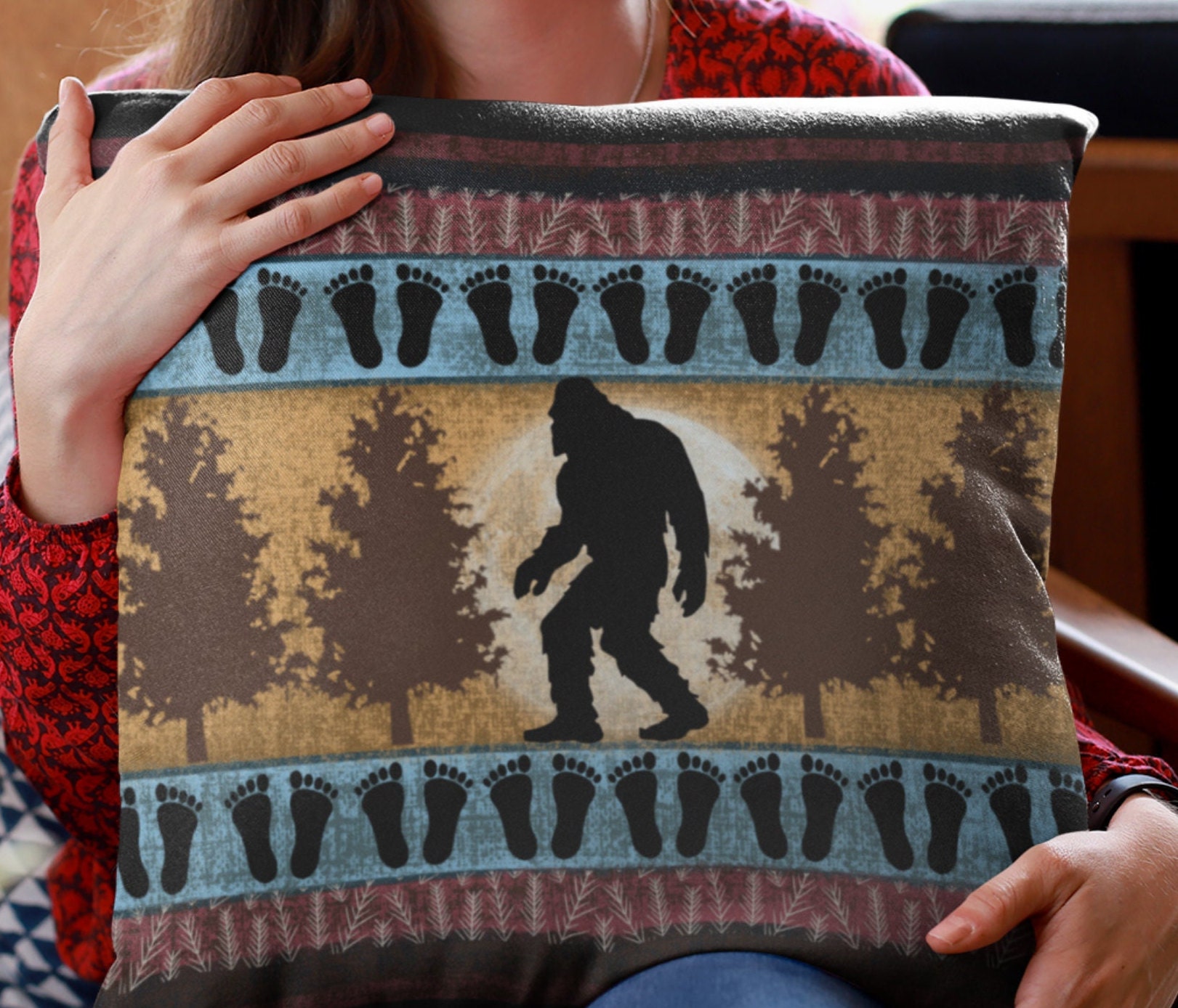 Bigfoot Throw Pillow and Cover Cabin Decor Couch Accent Lodge Style ...