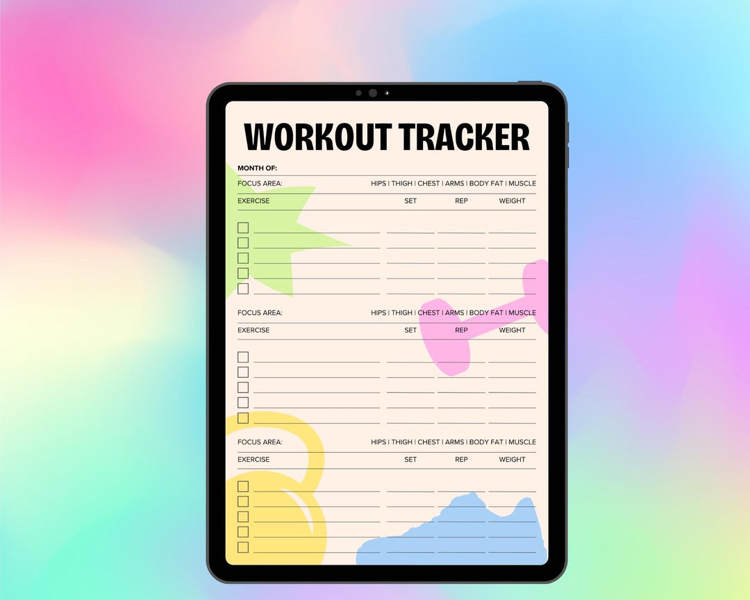 Colorful Workout Tracker Printable: Fitness Planner (digital Download ...