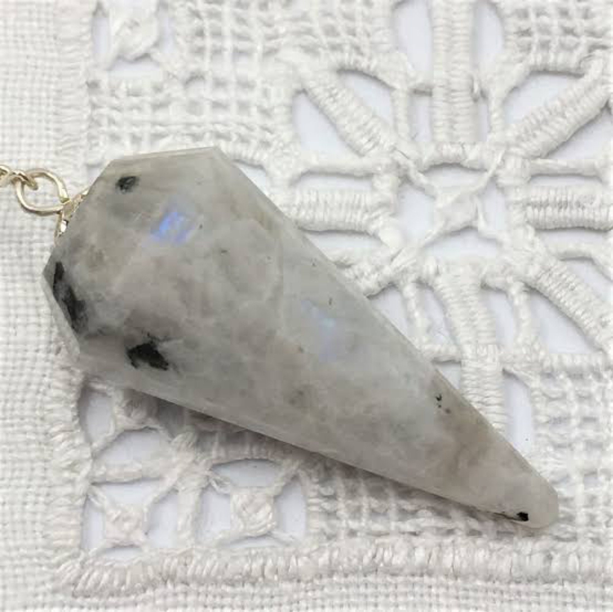 Rainbow Moonstone Pendulums Cone Pendulums Crystal Pendulum Faceted ...