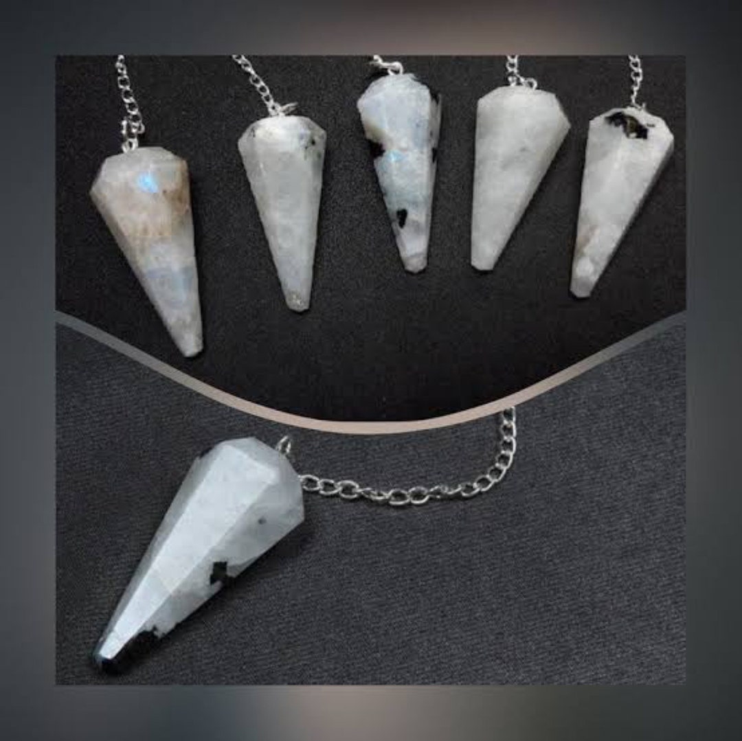 Rainbow Moonstone Pendulums | Cone Pendulums | Crystal Pendulum ...