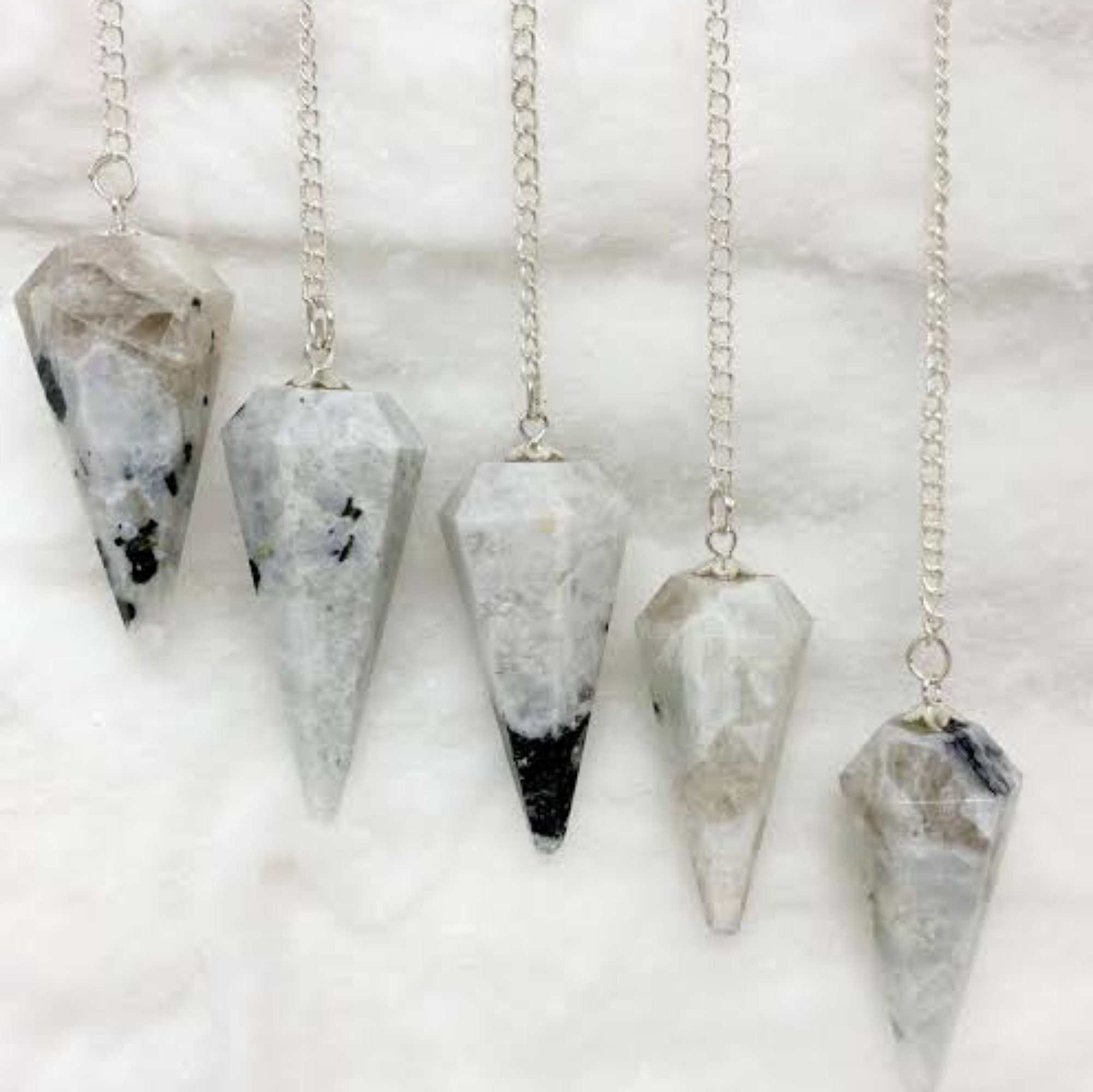 Rainbow Moonstone Pendulums Cone Pendulums Crystal Pendulum Faceted ...