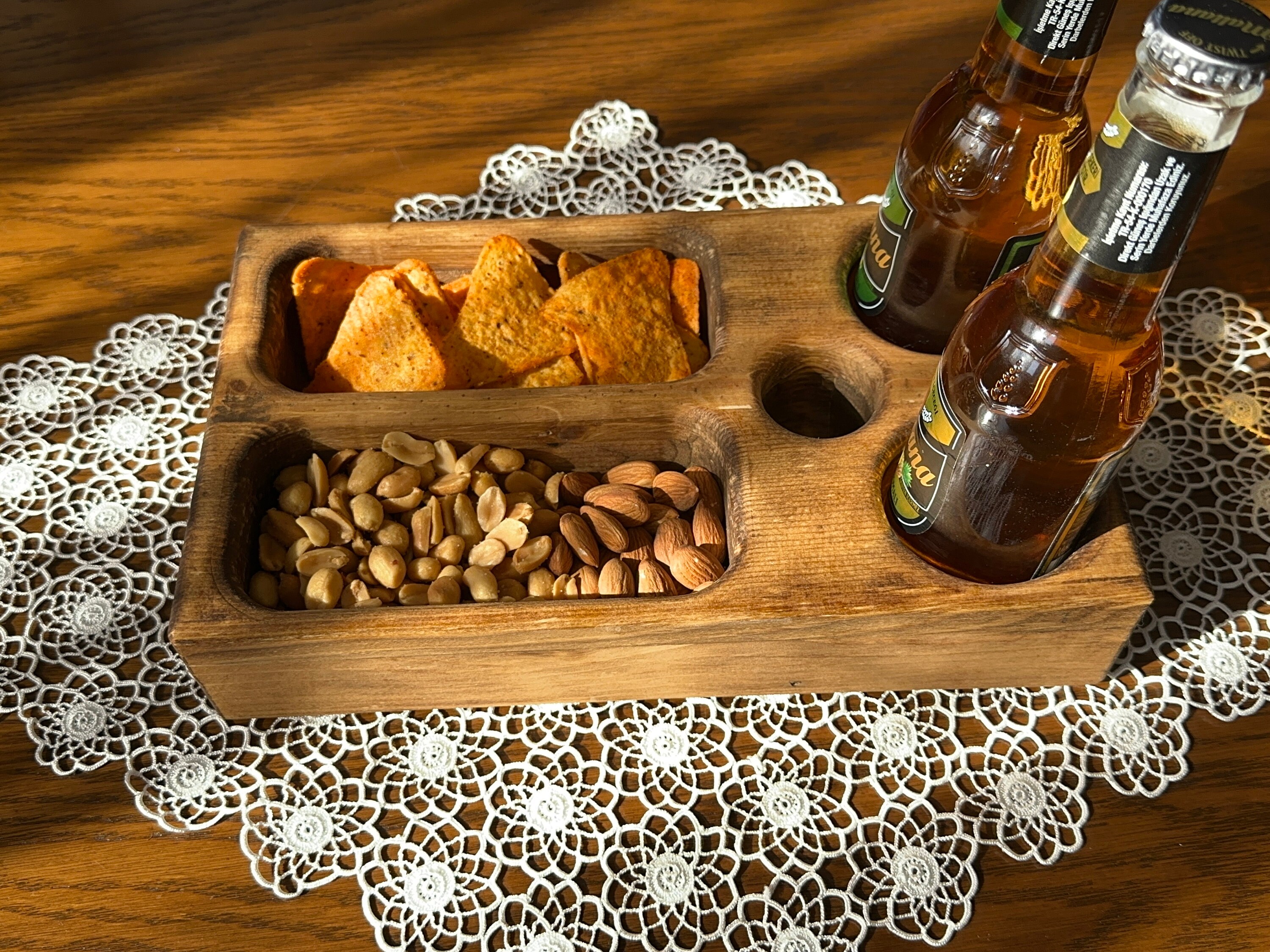 Snack-butler Drink Box Snacks Tray Wood Beer Box Couch - Etsy