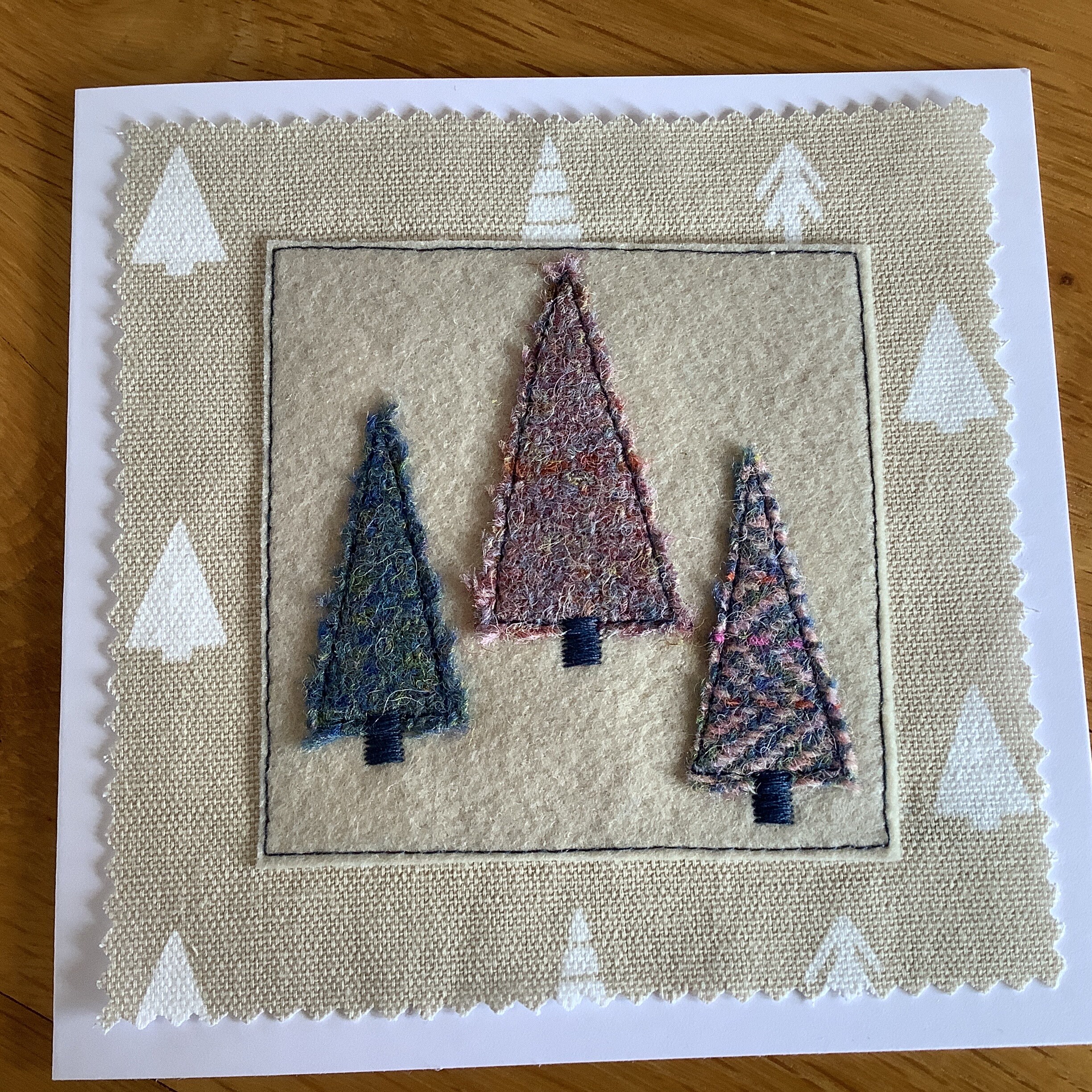 Handmade Fabric Christmas Card Tweed Trees - Etsy UK