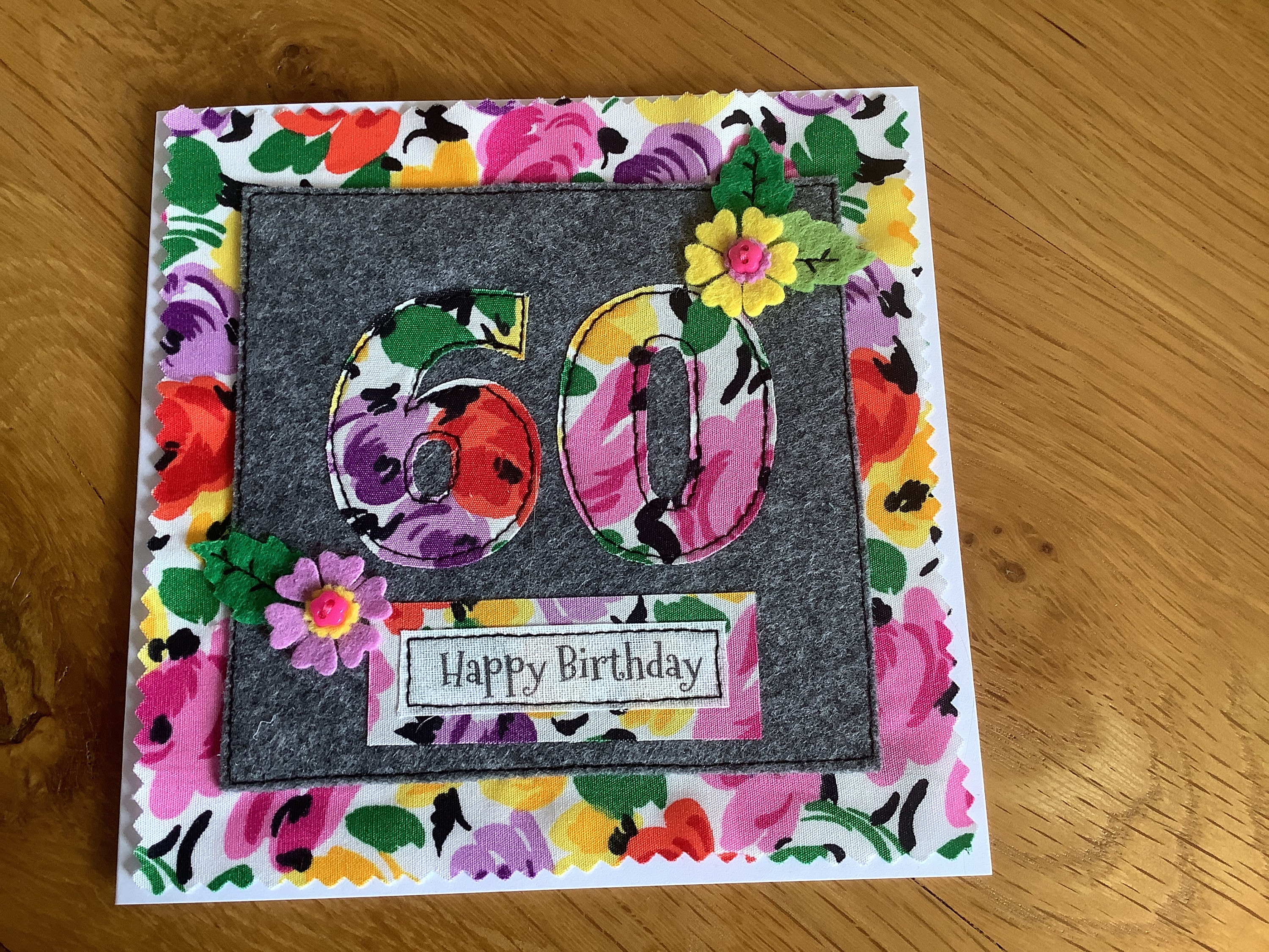 Handmade 60th Birthday Card Personalised Fabric Birthday Card - Etsy