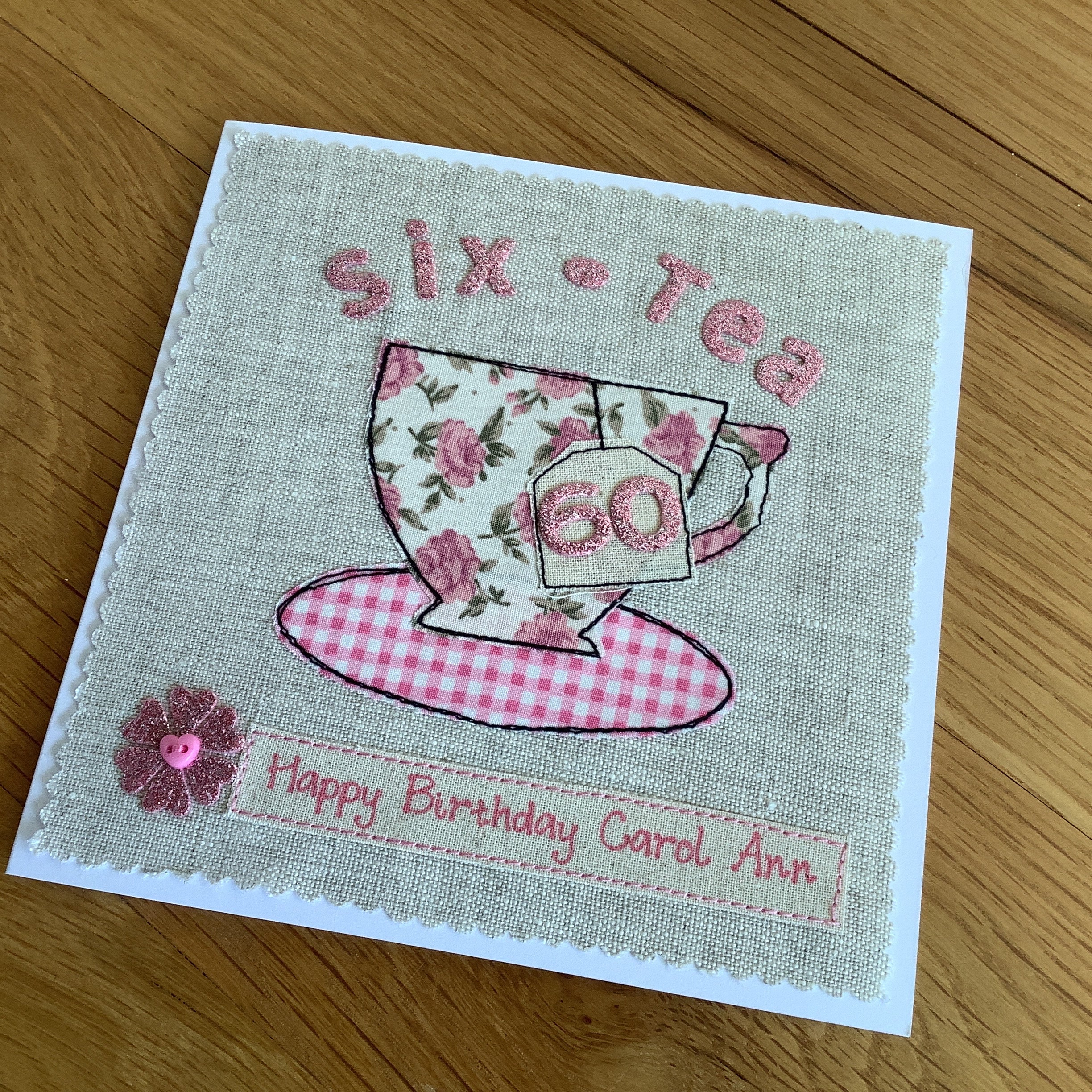 Handmade 60th Birthday Card Personalised Option Fabric - Etsy UK