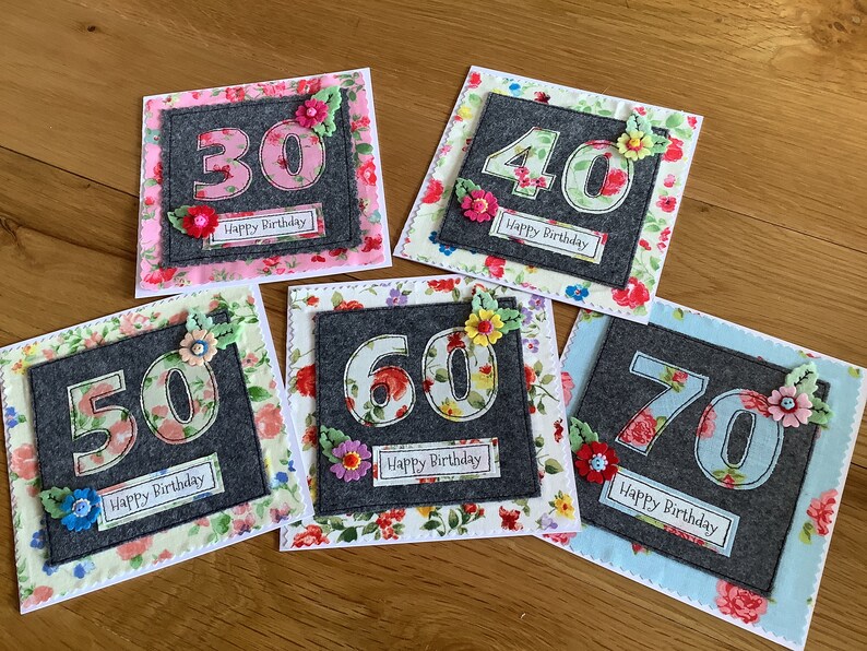 Handmade 60th Birthday Card Personalised Fabric Birthday Card - Etsy