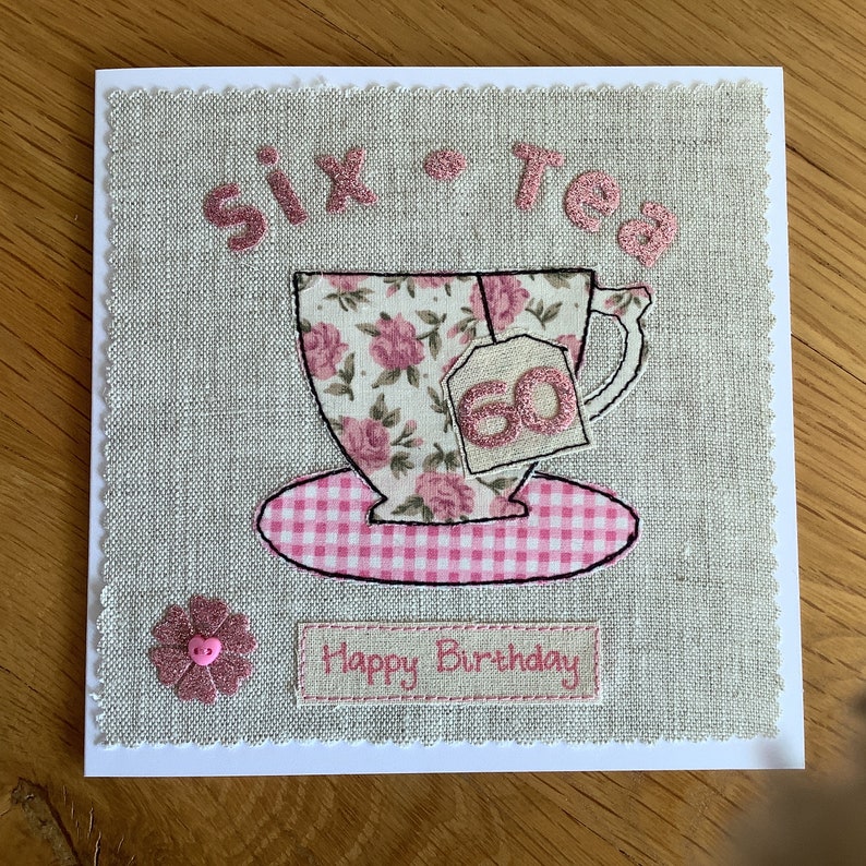 Handmade 60th Birthday Card Personalised Option Fabric - Etsy UK