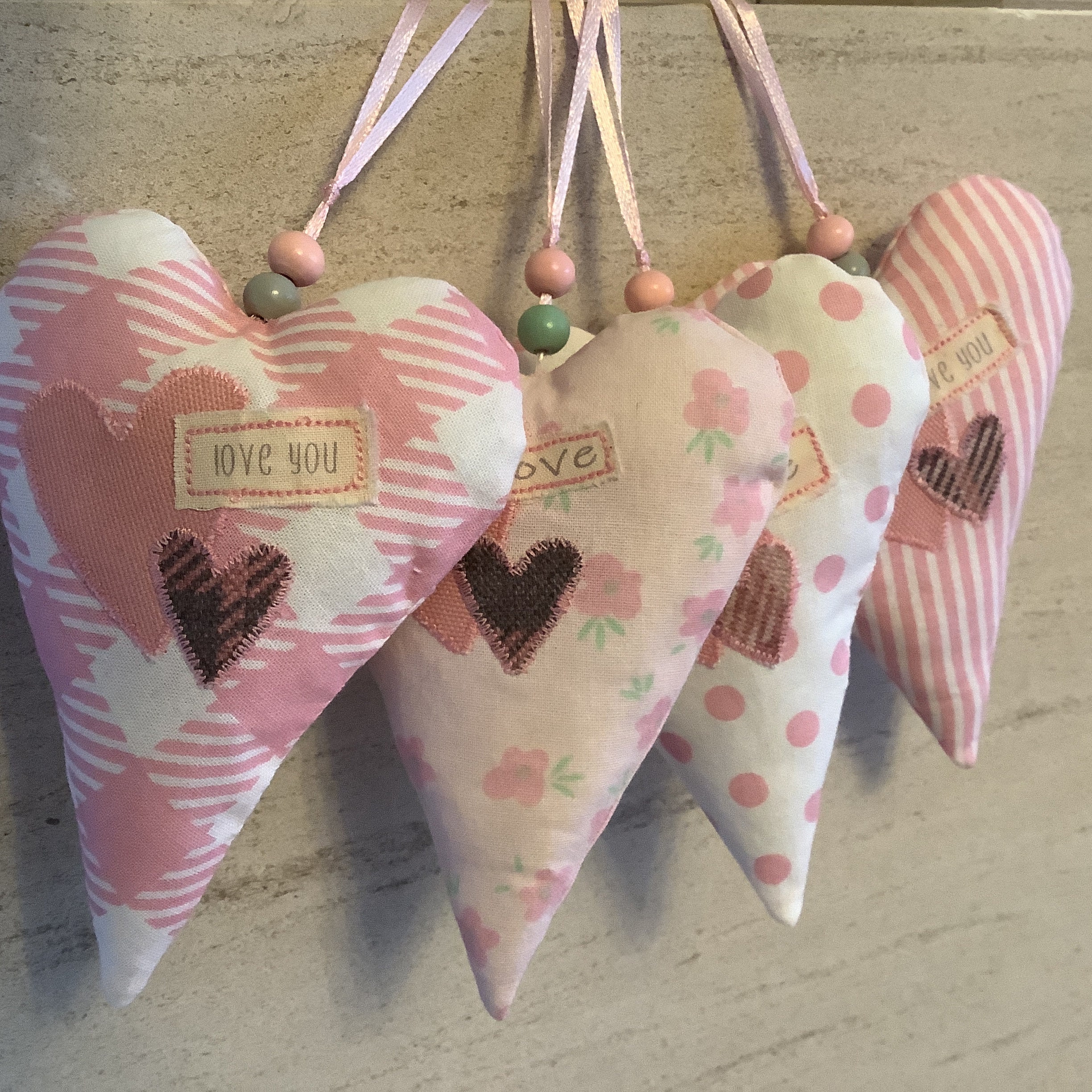 Handmade Fabric Hanging Hearts -birthday, Friend, New Home, Gift - Etsy