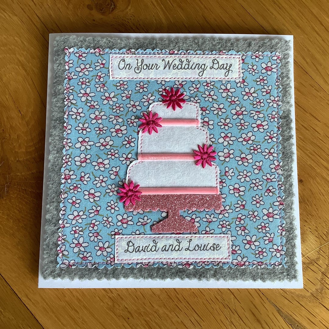 Handmade Fabric Wedding Card – Appliqué Cake, Personalised - Etsy