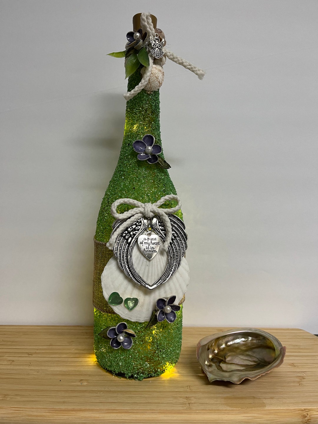 In Loving Memory Wine Bottle, Cremation Urn Tribute With Angel Wings ...