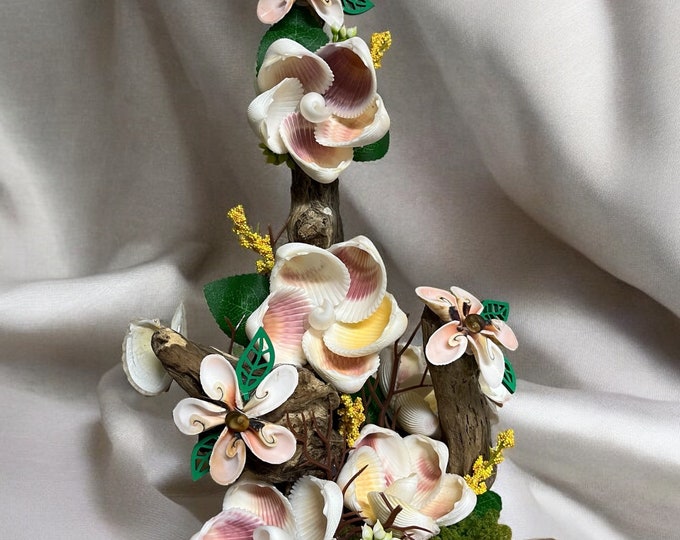 Driftwood Assemblage of Seashell Flowers, Forever Flowers Arrangement ...