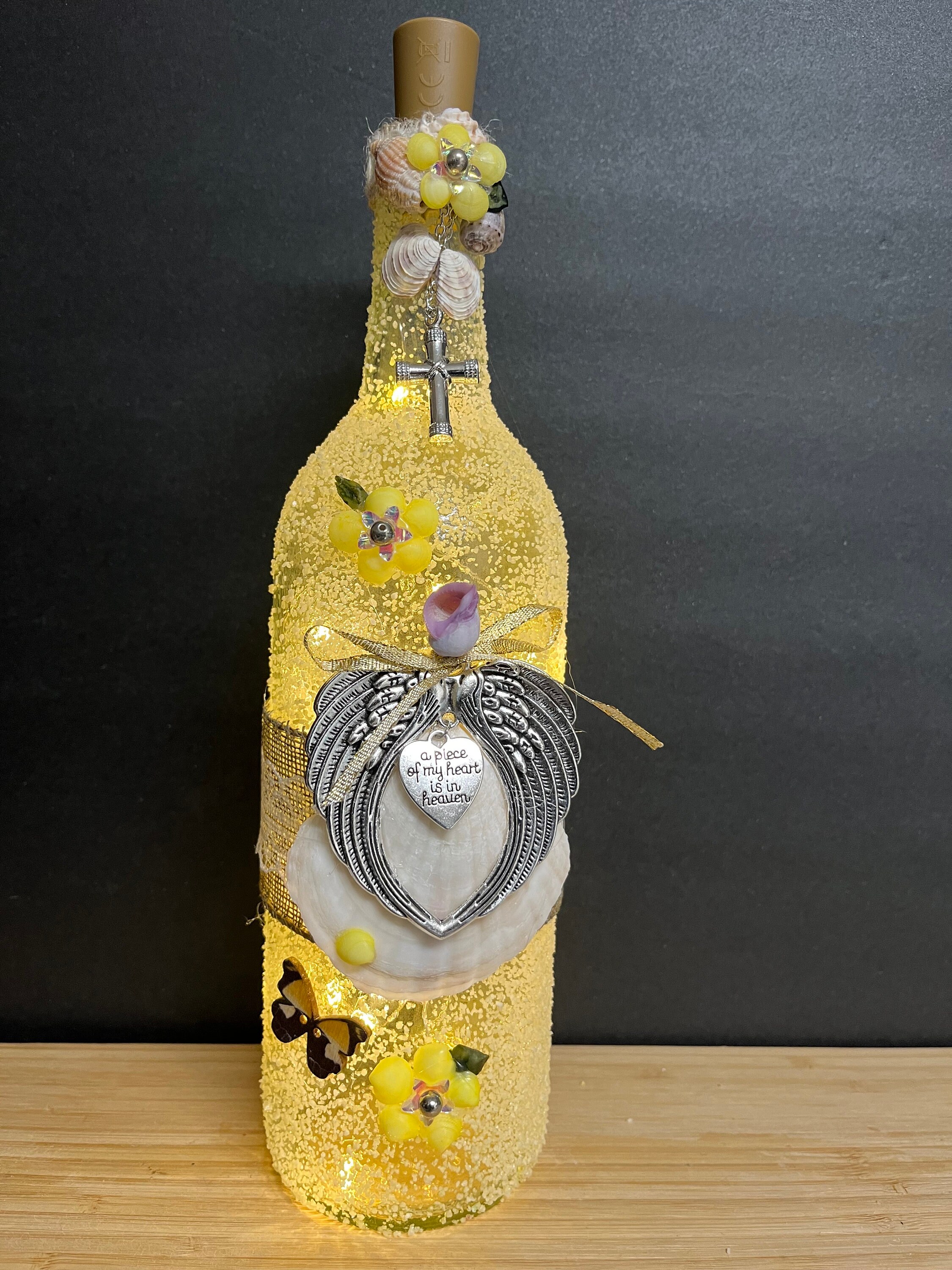 Lighted Memorial Angel Wings Wine Bottle, Tribute Wine Bottle, Bottle ...