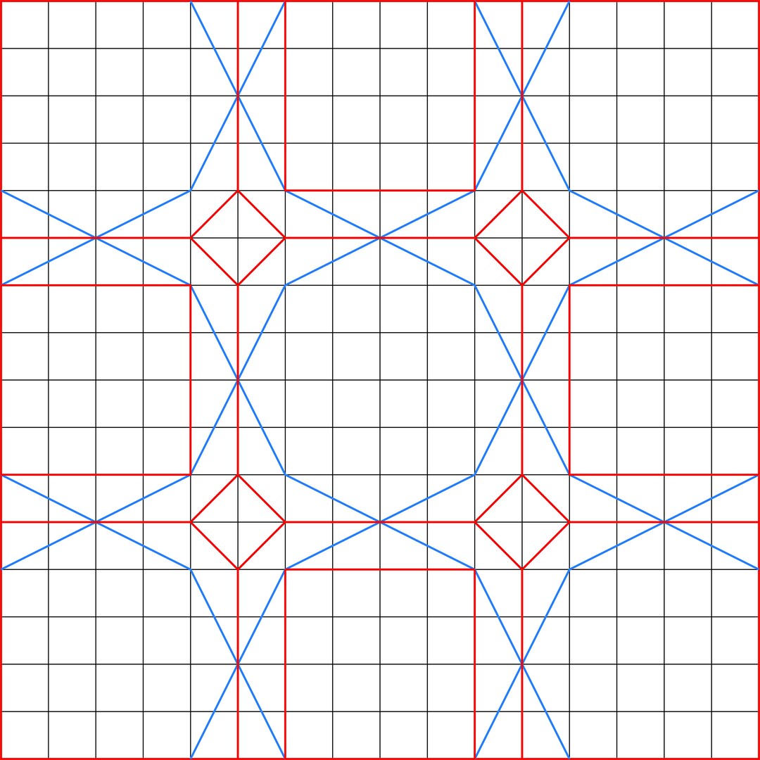 Crease Pattern 16x16 Square of Squares Grid Bird Base Tessellation - Etsy