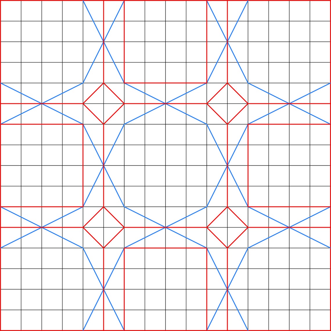 Crease Pattern 16x16 Square of Squares Grid Bird Base Tessellation - Etsy