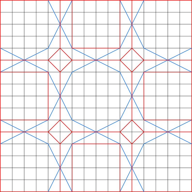 Crease Pattern 16x16 Square of Squares Grid Bird Base Tessellation - Etsy