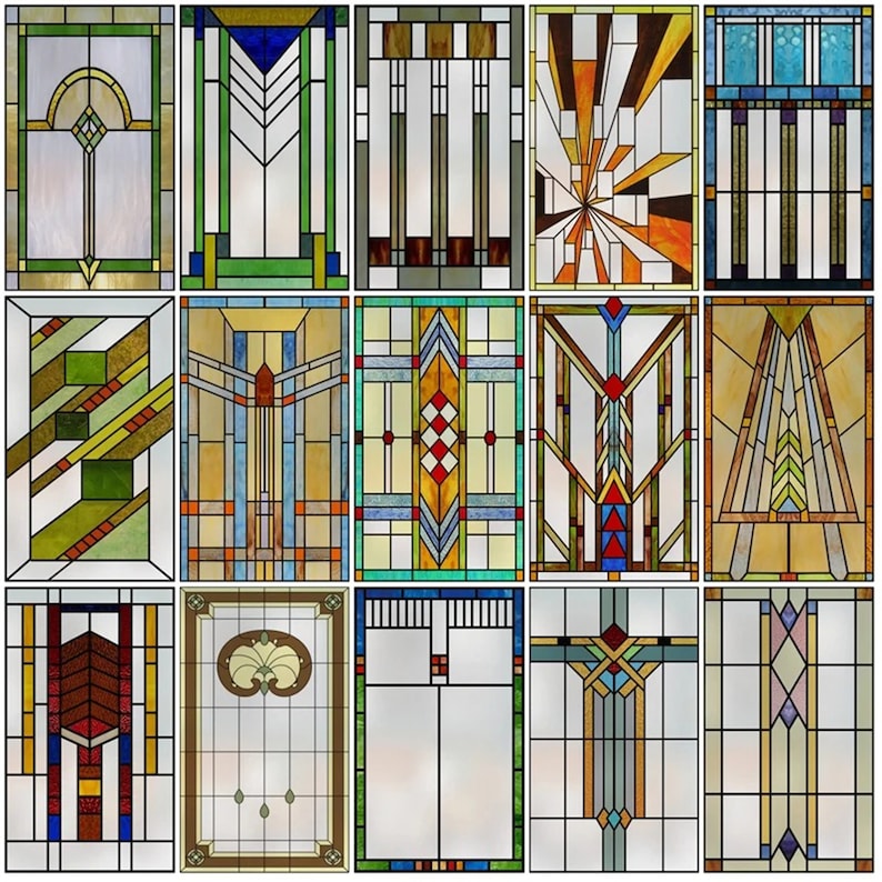 Customized Arts and Crafts Prairie Window Art - Frosted Stained Glass ...