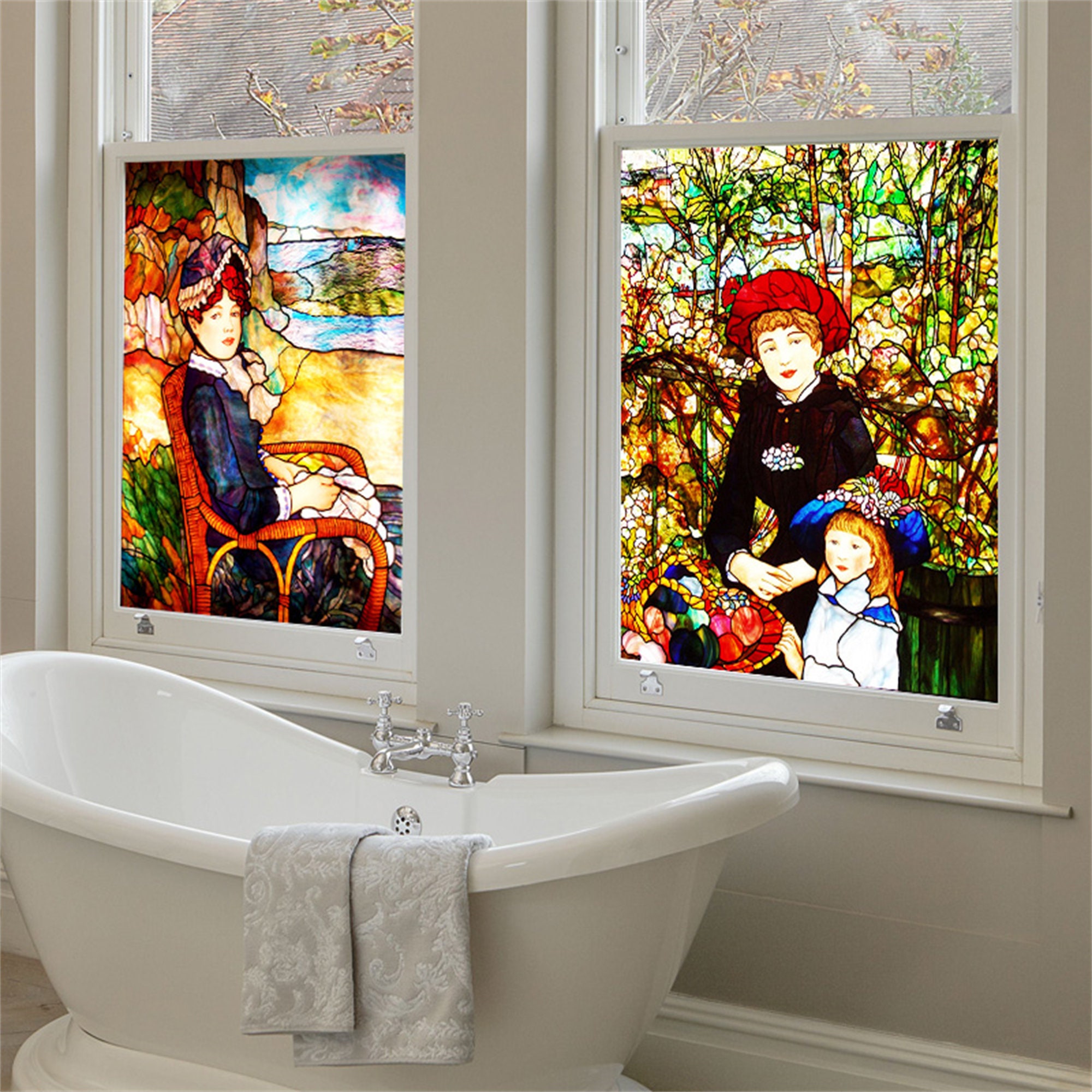 Custom Size Glass Window Film Static Cling Stained Glass Films Retro ...