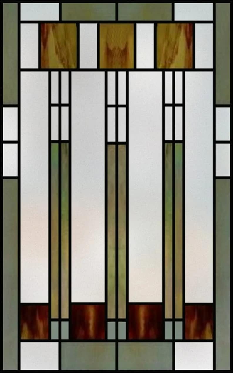 Customized Arts and Crafts Prairie Window Art - Frosted Stained Glass ...