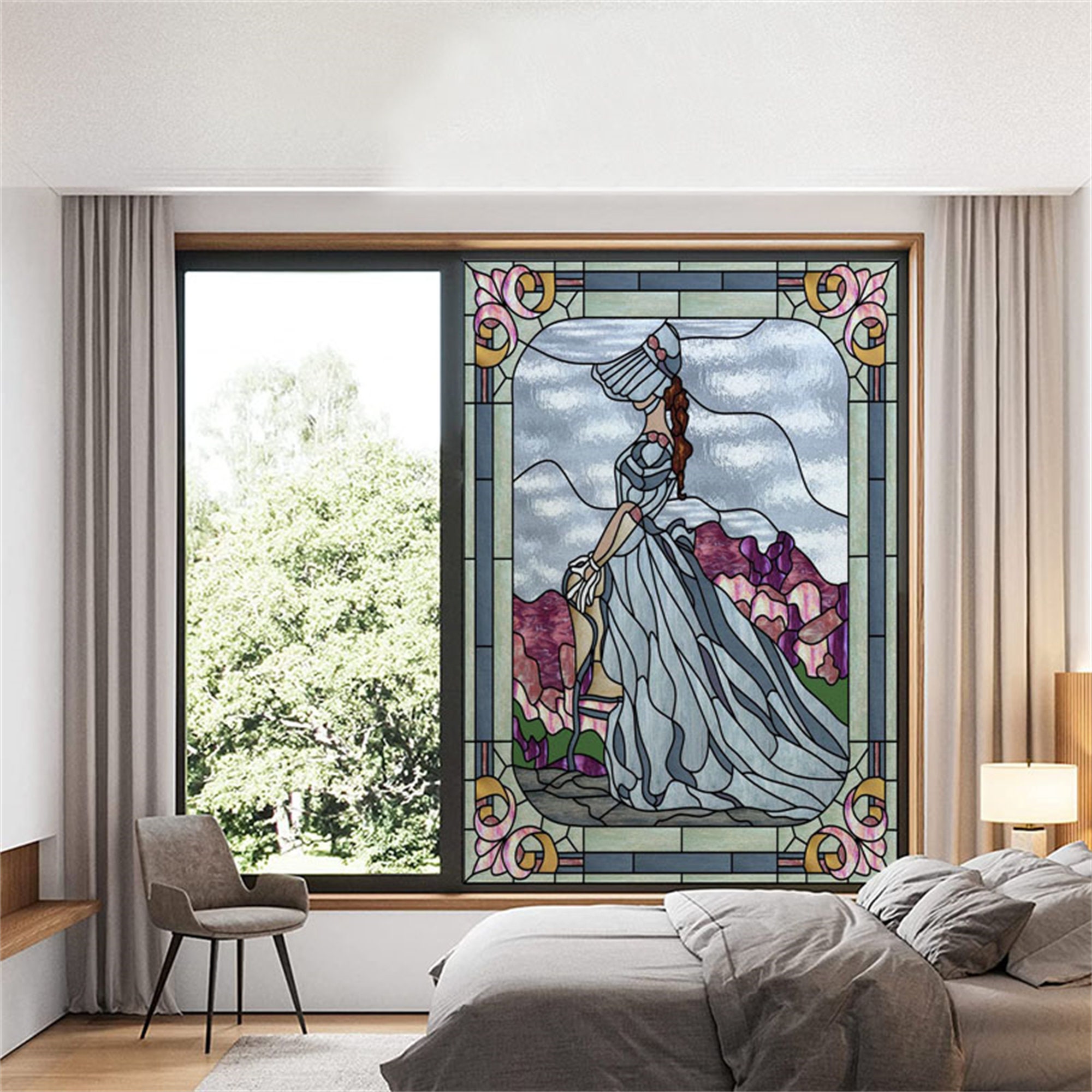 Custom Size Glass Window Film Static Cling Stained Glass Films Retro ...