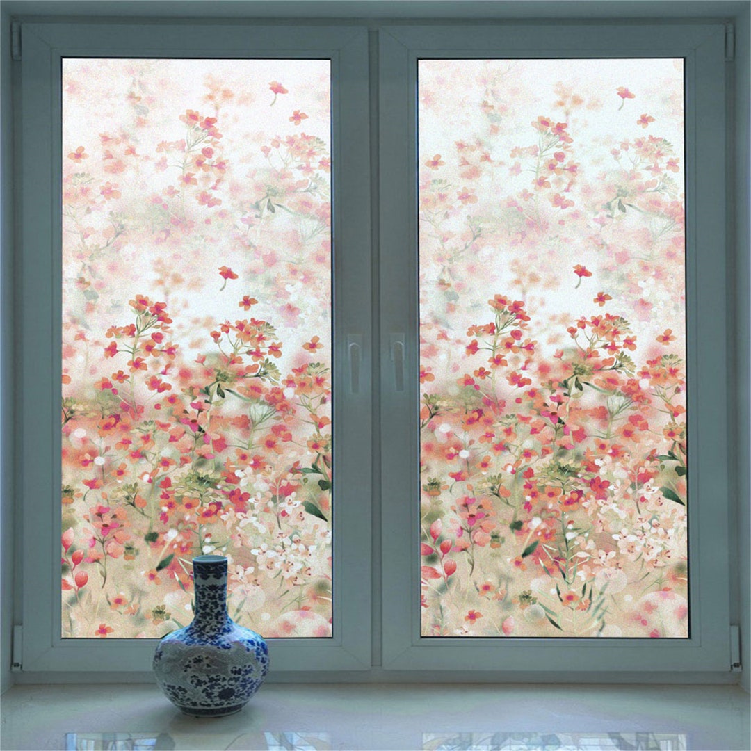Privacy Window Glass Film Flower Pattern Frosted Glass Stickers Sun ...