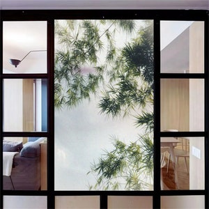 Custom Size Bamboo Leaf Pattern Window Film Frosted Privacy Sun ...